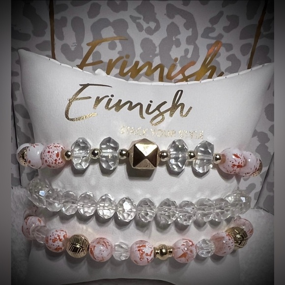 Erimish | Jewelry | Brand New Erimish Bracelets 3 Pc Stack Orange White ...